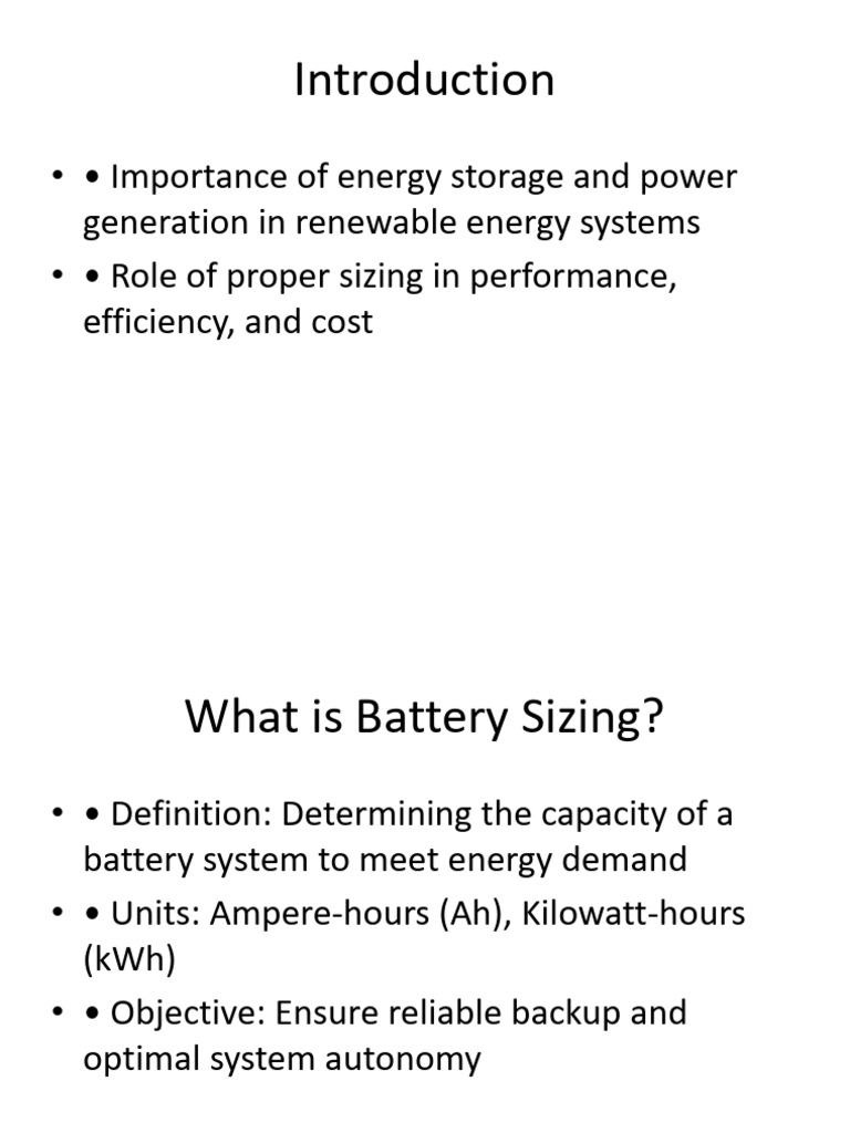 Battery and Array Sizing for Renewables | PDF