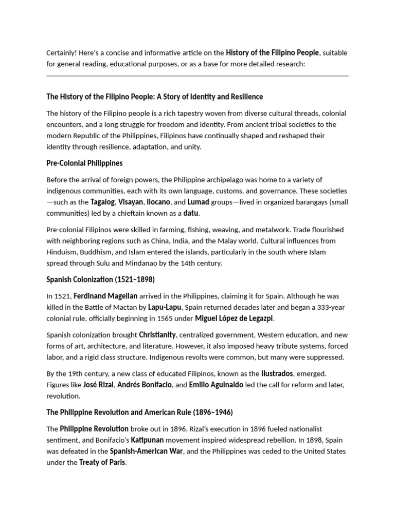 History of the Filipino People Explained | PDF | Philippines
