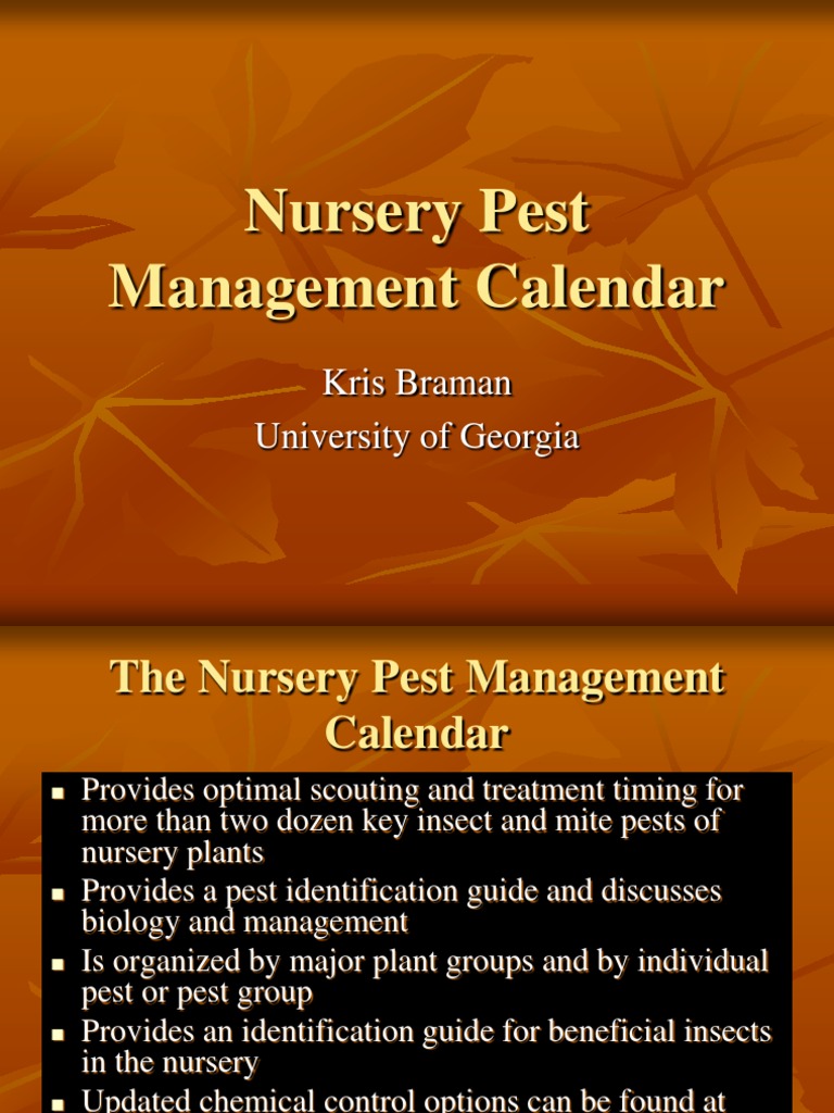 Nursery Pest Management Calendar: Kris Braman University of Georgia ...