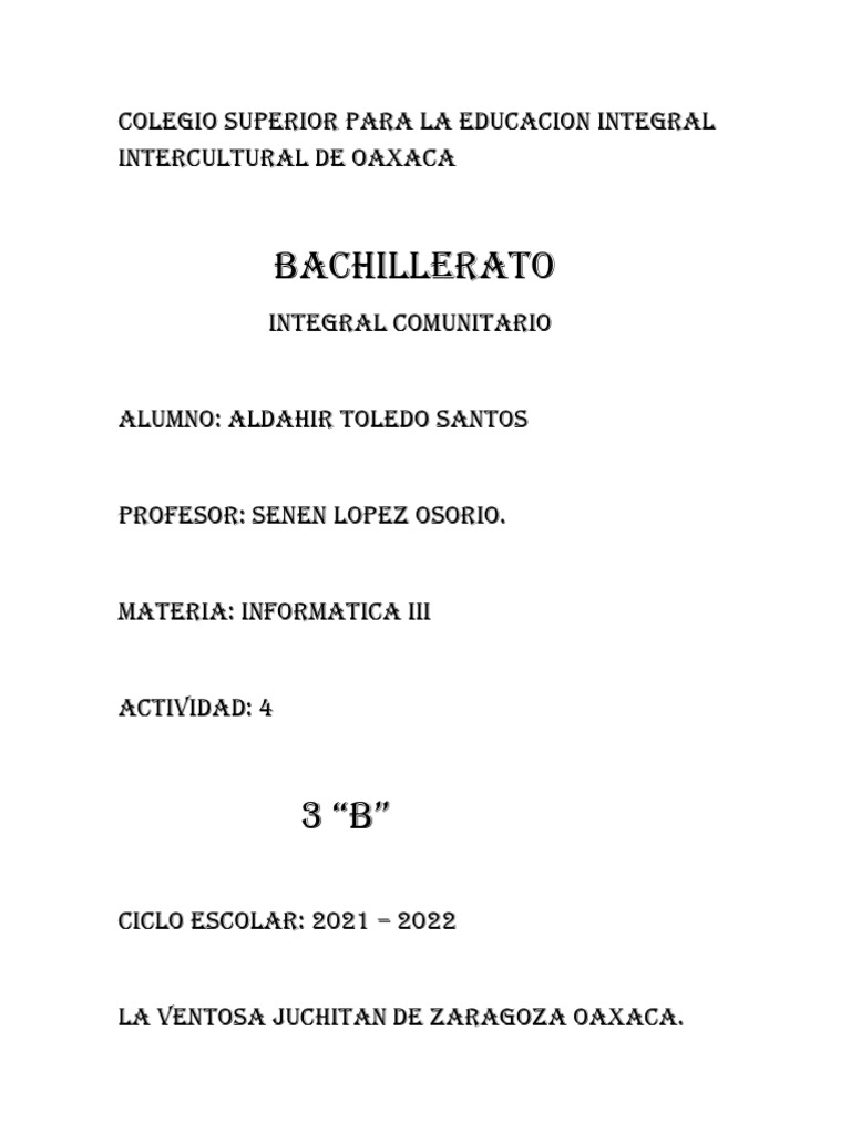 INFORMATICA III_ALDAHIR_TOLEDO_SANTOS_3B | PDF