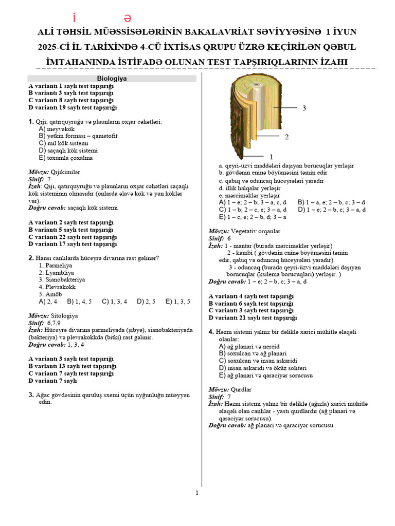 4 - Cu - Qrup - DİM I Şans 1 Iyun 2025 (Ümumi Cavablar) | PDF