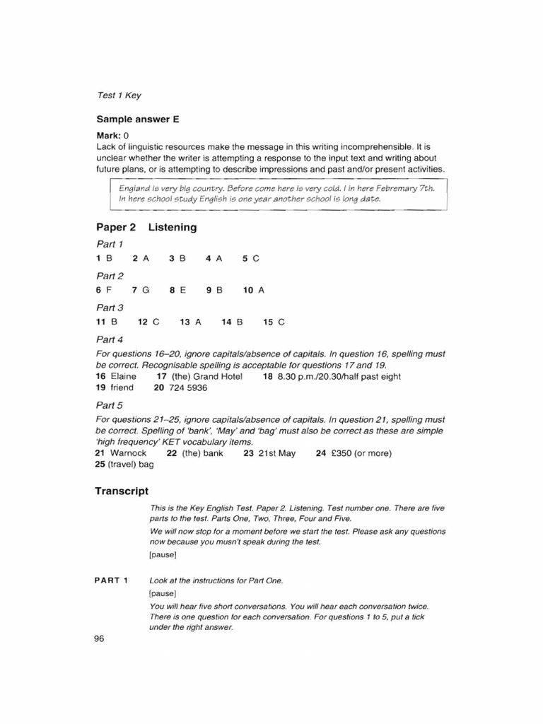 Entrance Test - Transcription | PDF