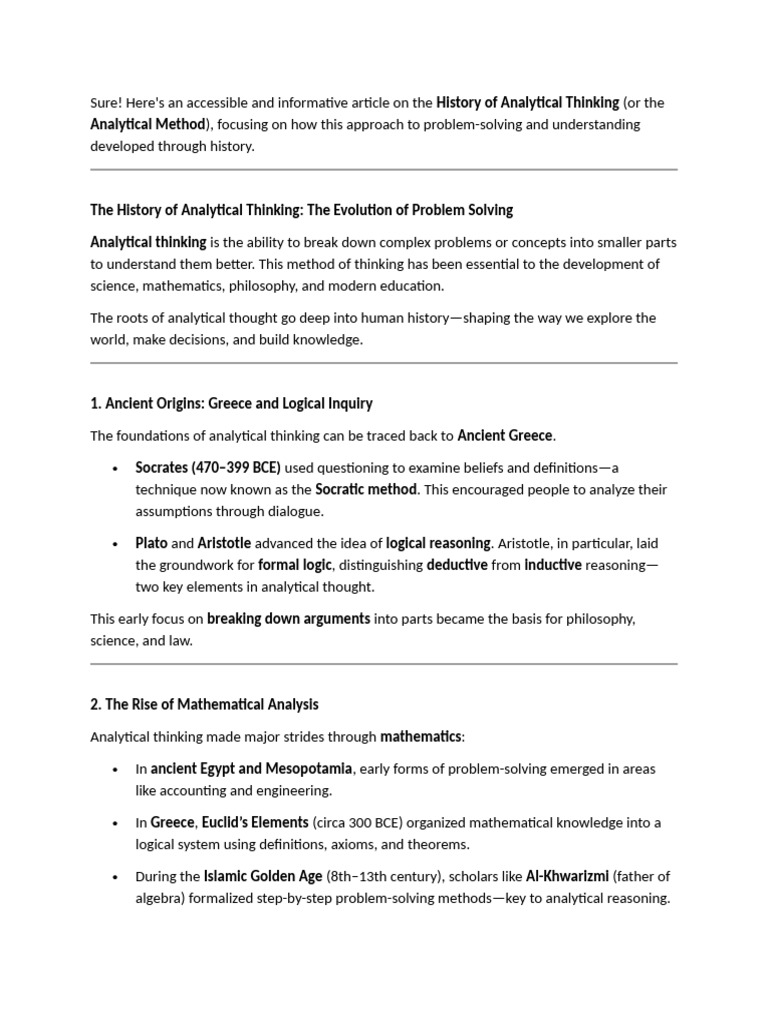History of Analytical Thinking | PDF | Mathematics | Reason