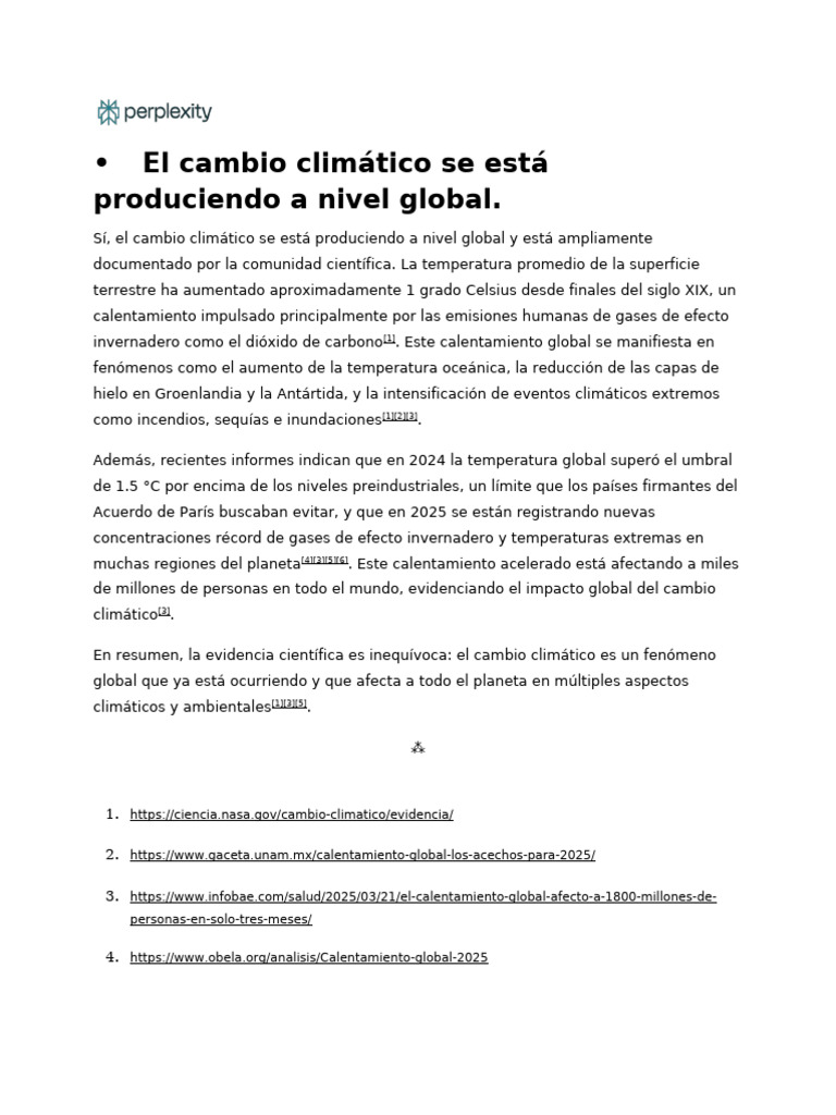El Cambio Climático Se Está Produciendo A Nivel | PDF