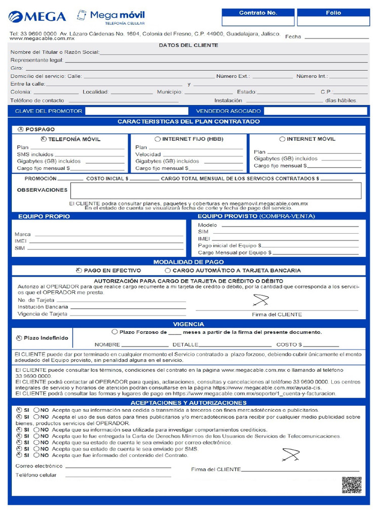 Contrato Mega Movil | PDF