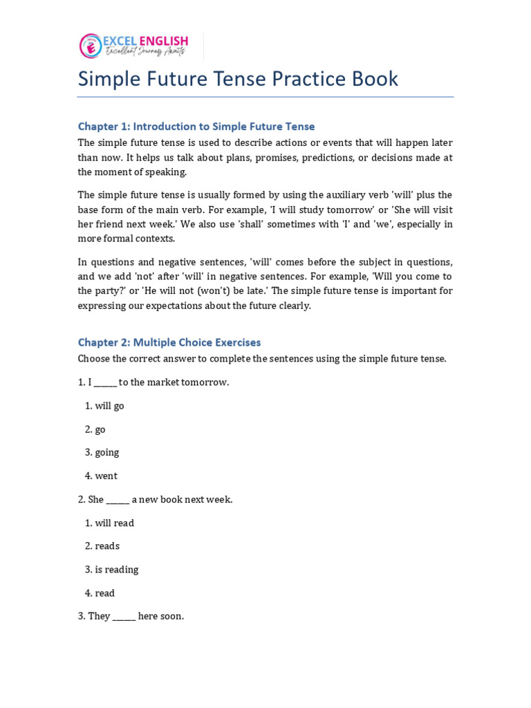 Practice Book - Simple Future Tense | PDF