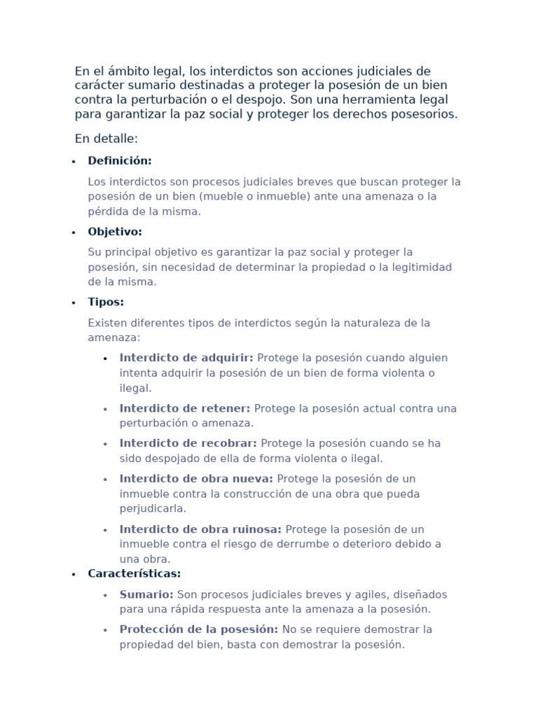 Interdict o | PDF | Posesión (Ley) | Propiedad