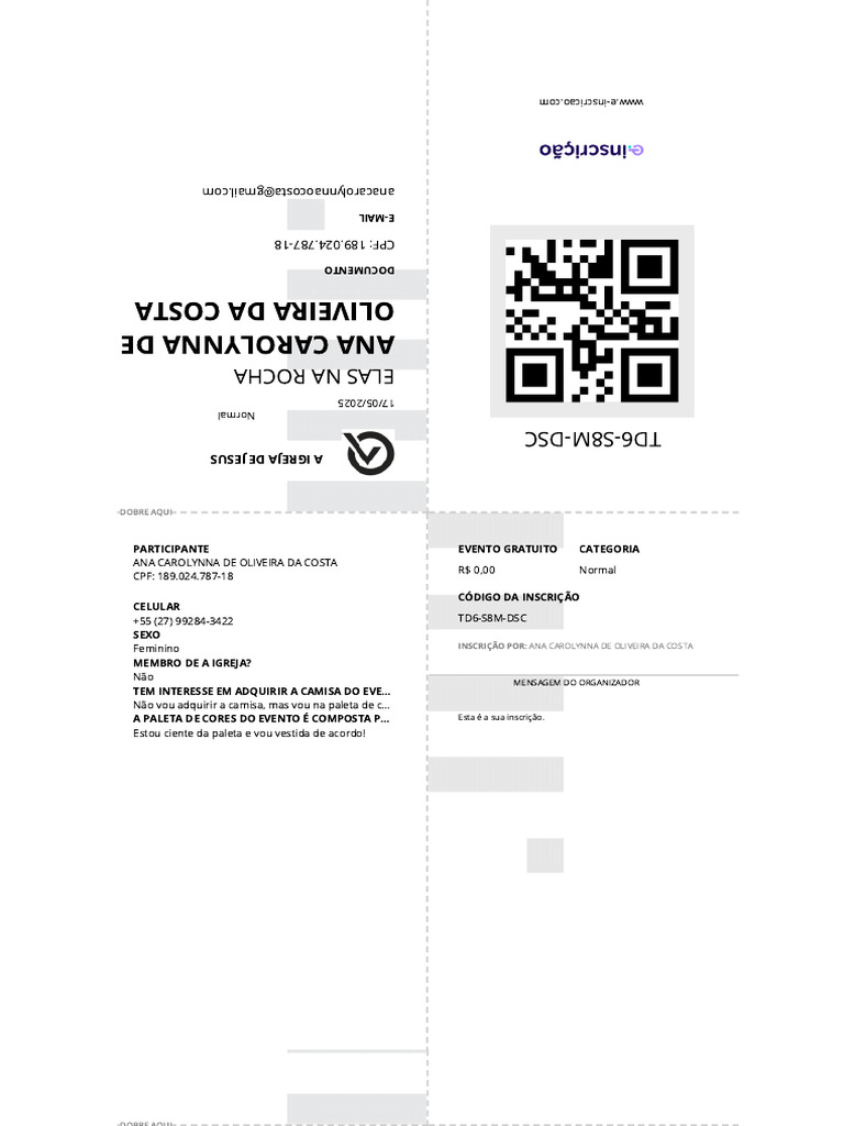 WWW e Inscricao Com Enrollments td6 s8m DSC Receipt | PDF