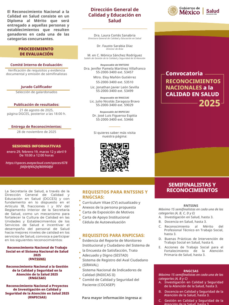Reconocimientos Triptico 2025 | PDF | Cuidado de la salud | Trabajo Social