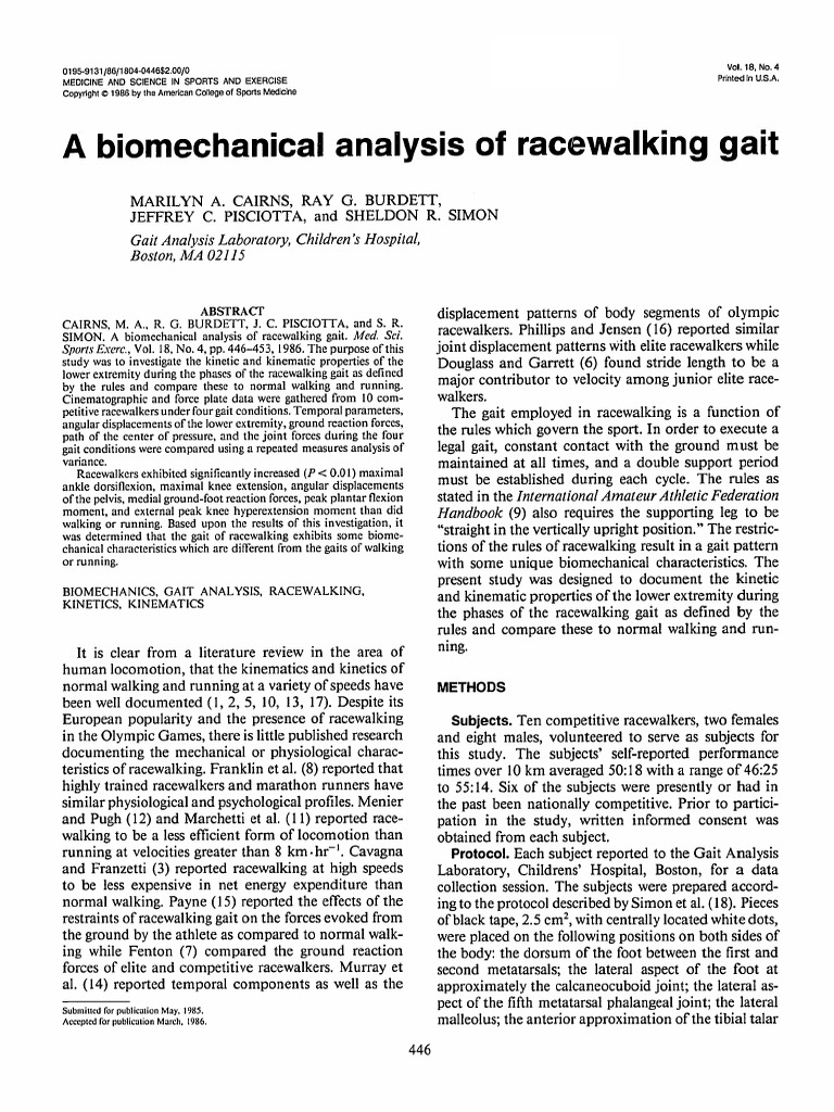 A Biomechanical Analysis of Racewalking Gait.15 | PDF