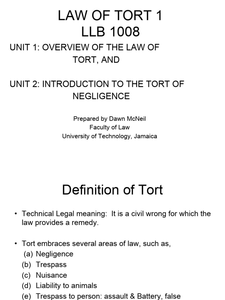 Unit1-2 Introduction To Tort | PDF | Tort | Negligence