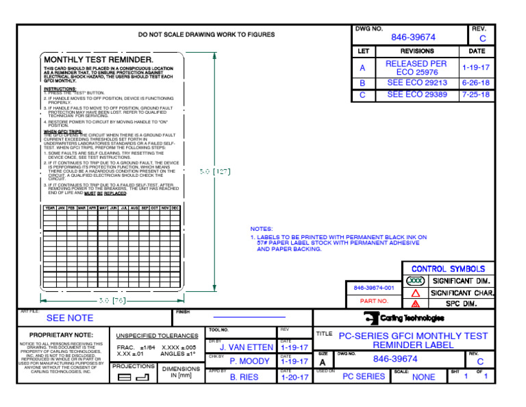 Monthly Test Reminder: 1-19-17 Released Per ECO 25976 A | PDF ...
