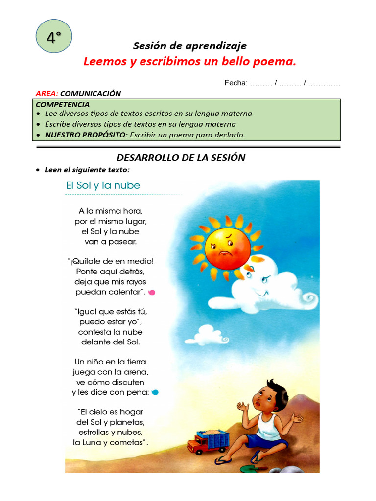 4° SESION - C - Leemos y Escribimos Un Bello Poema | PDF | Poesía