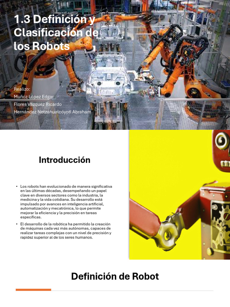 1.3 Definición y Clasificación de Los Robots | PDF | Robot | Robótica