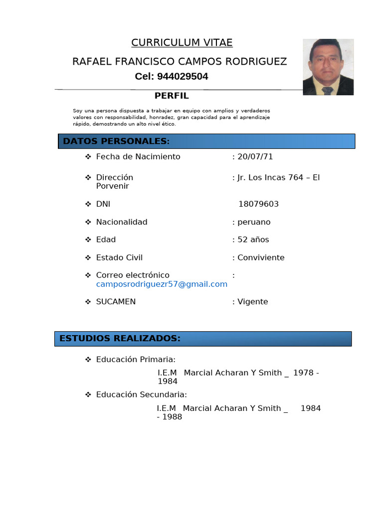CV - Campos Rodriguez Rafael | PDF