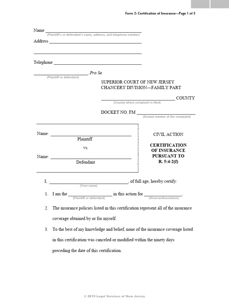 Form 2 - Certification of Insurance | PDF | Insurance | Mortgage Law