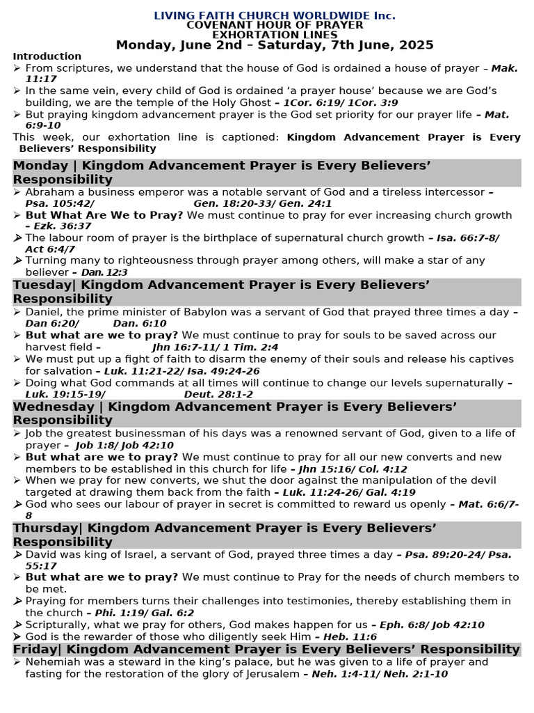 Chop Exhortation Line - 02.06.25 | PDF | Intercession | Religious Belief And Doctrine
