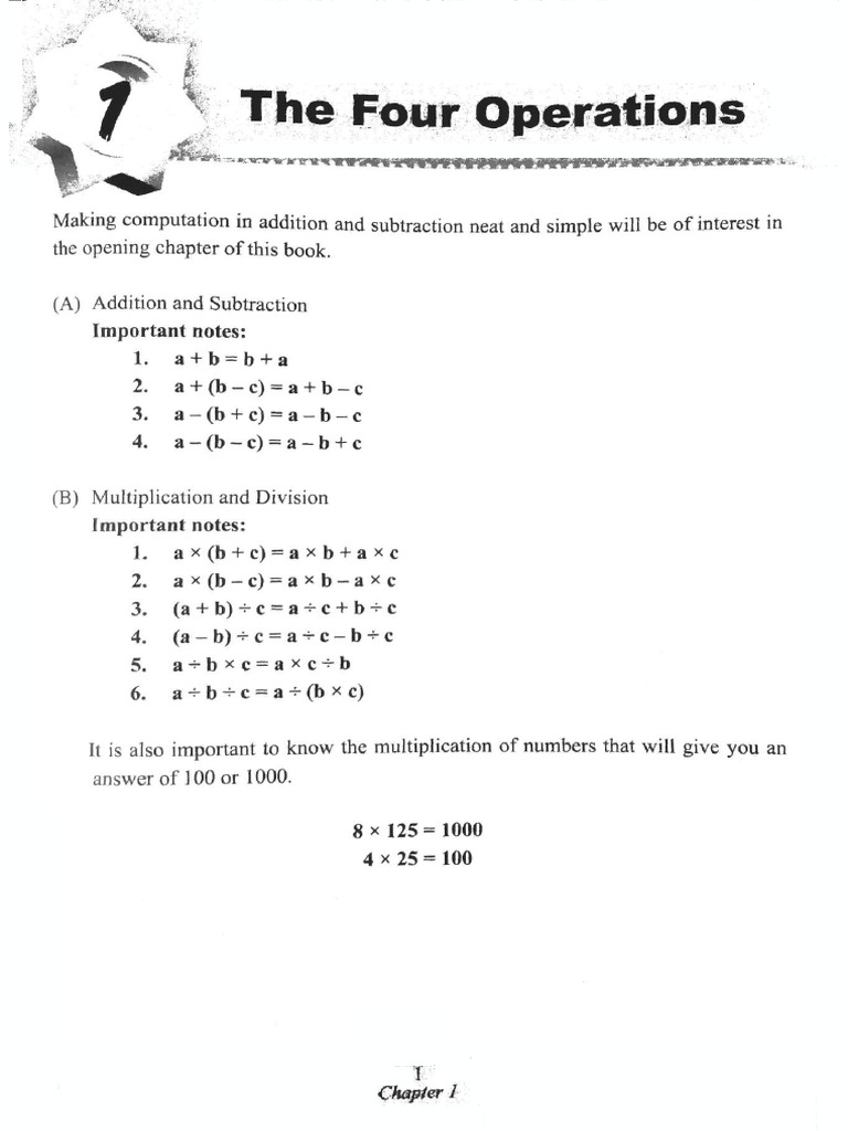1 - The Four Operations | PDF