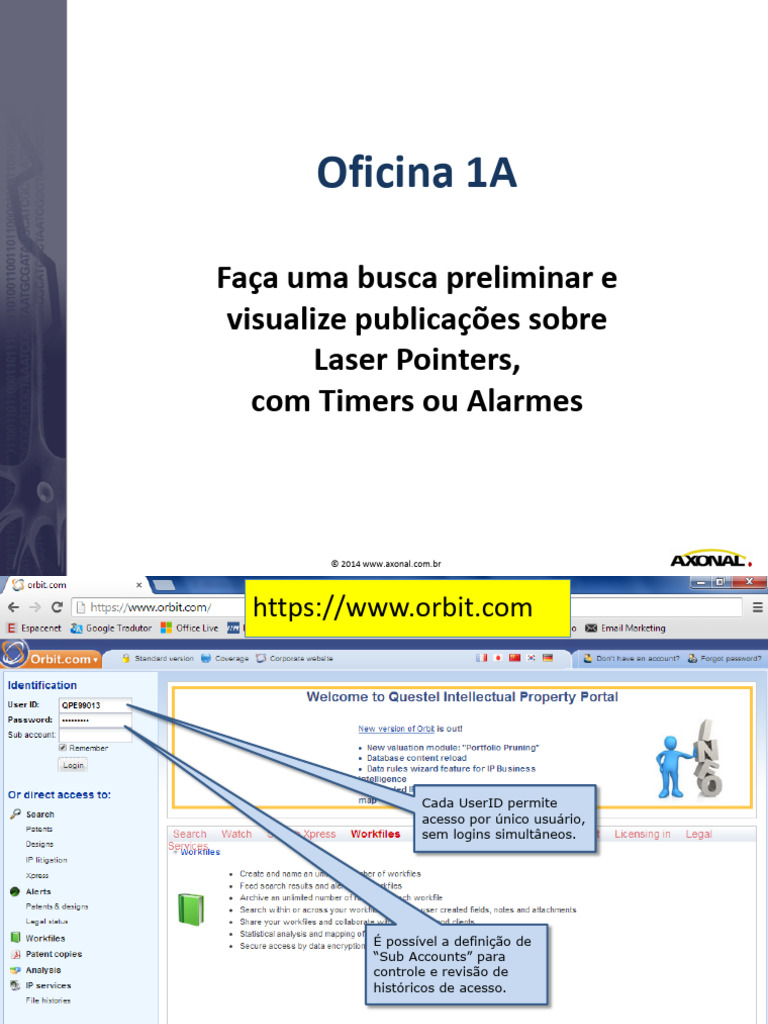 Oficina 1 Busca Visualizacao Exportacao Questel Orbit | PDF | Patente | Programas