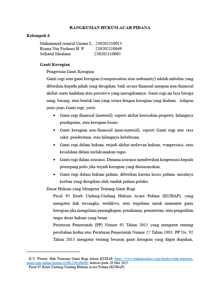 Ganti Kerugian, Rehabilitasi, Grasi | PDF