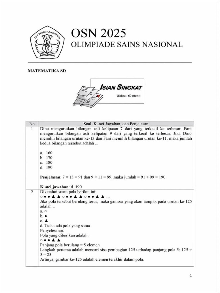 Soal Osn Matematika 2025 | PDF