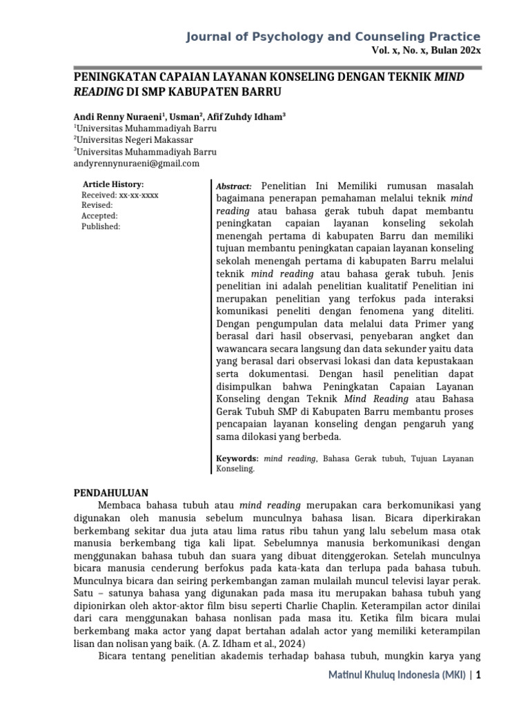 Peningkatan Konseling dengan Mind Reading | PDF