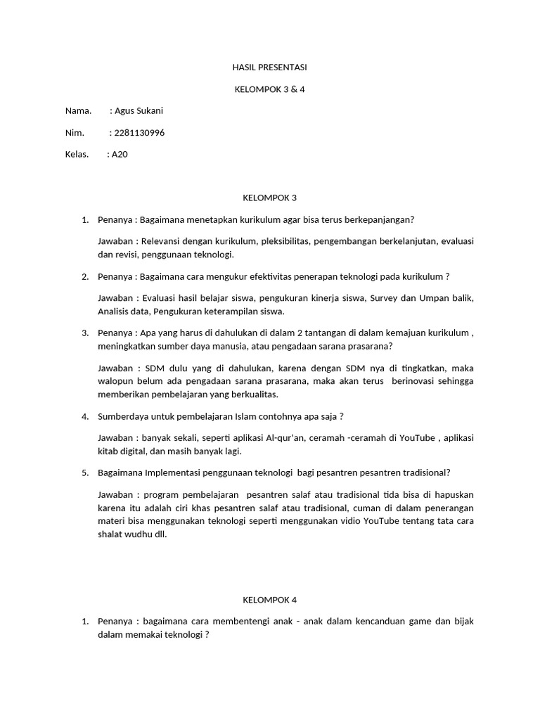 Hasil Presentasi | PDF