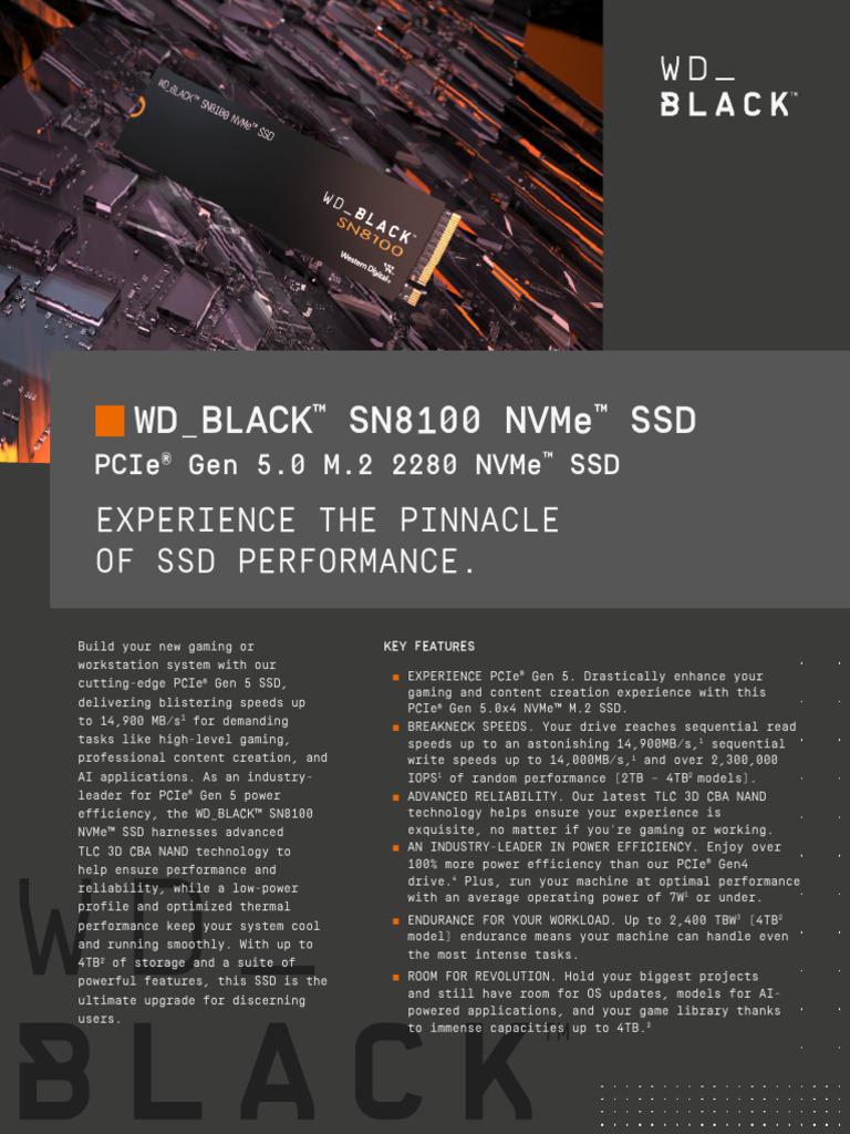 WD_BLACK SN8100 NVMe SSD Overview | PDF | Solid State Drive | Flash Memory