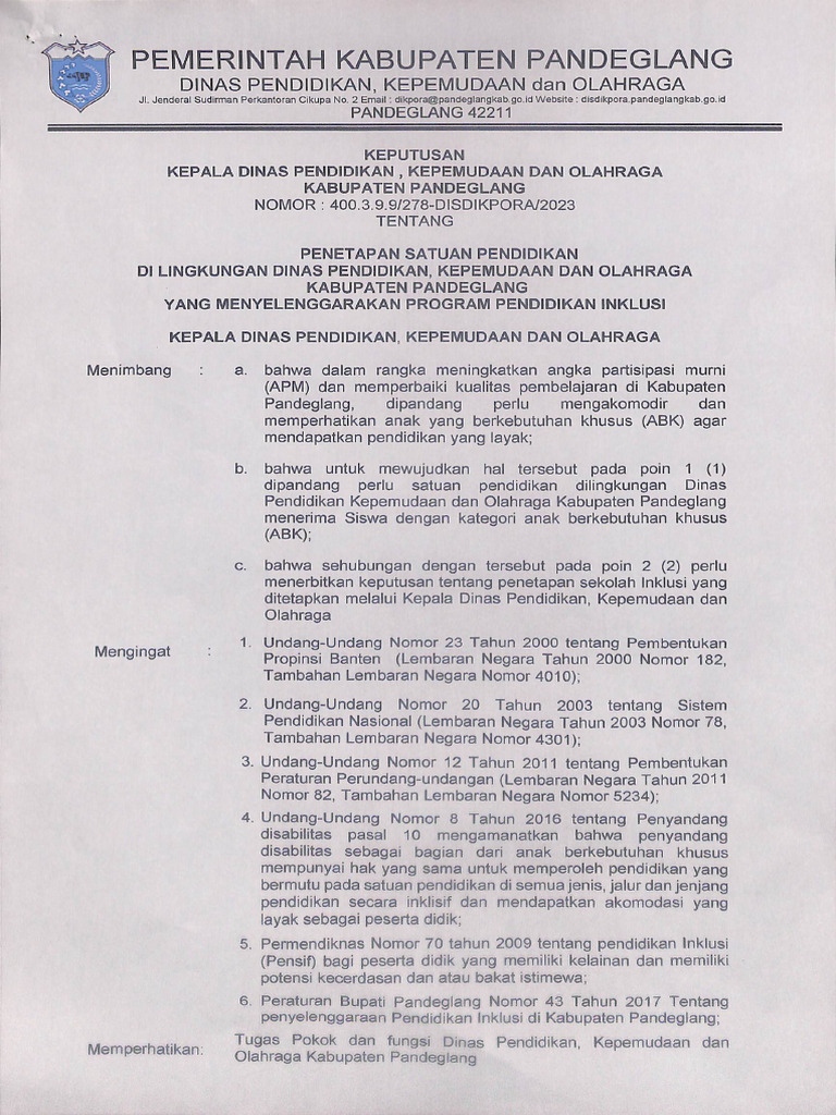 SK Inklusi 2023 | PDF