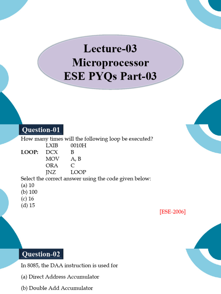 ESE 8085 Microprocessor PYQs Analysis | PDF | Computer Engineering ...