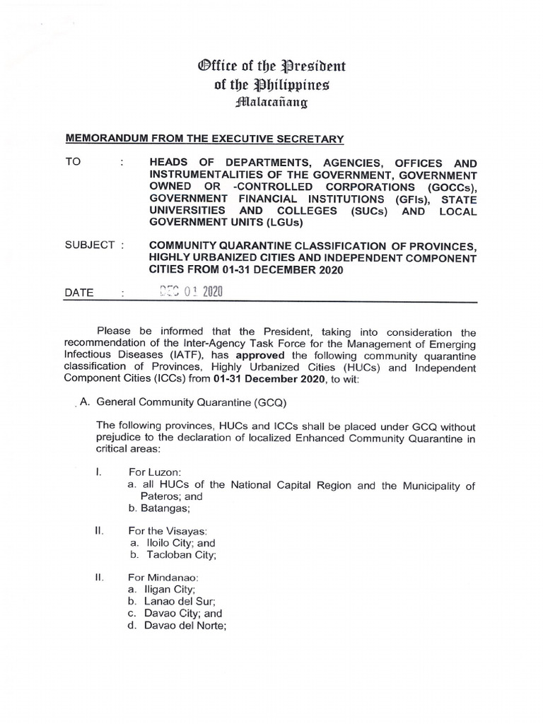 Community Quarantine Classification 12!01!20 | PDF