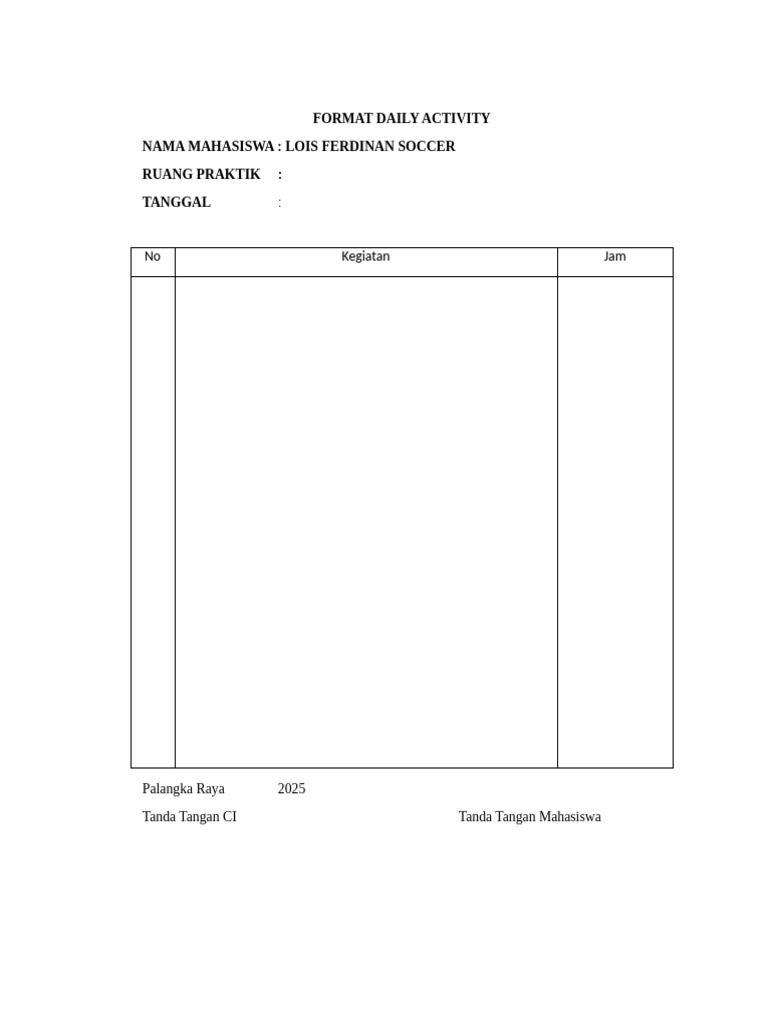Format Daily Activity x12 | PDF