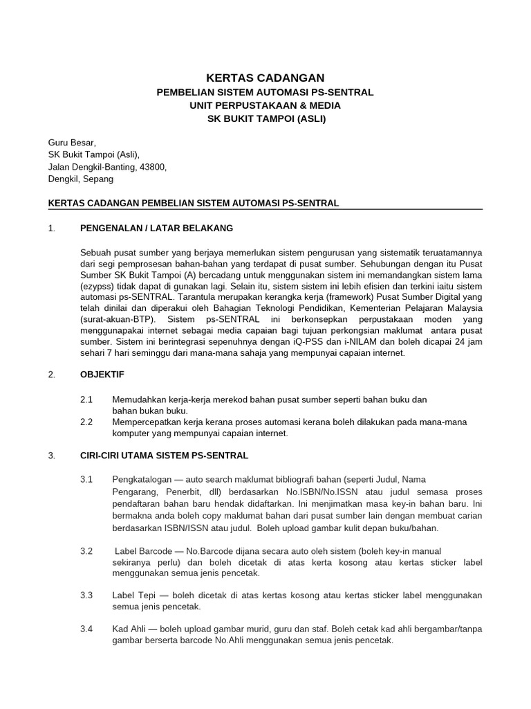 Kertas Kerja Pembelian Sistem Pss Tarantula | PDF