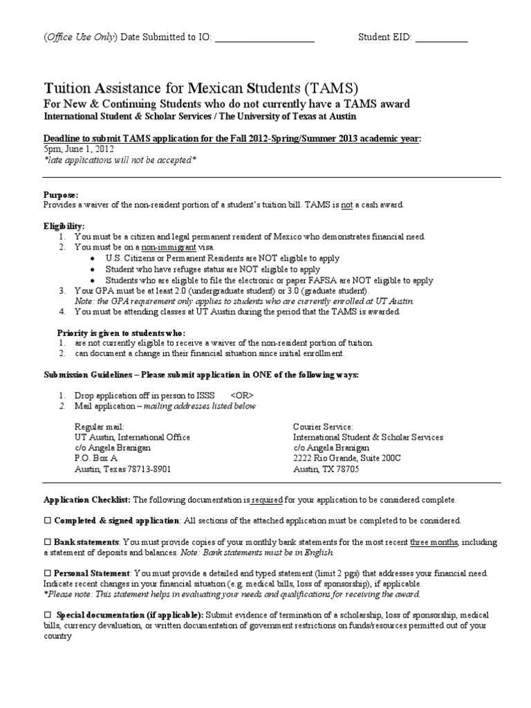 TAMS New Application | PDF | Student Financial Aid In The United States ...