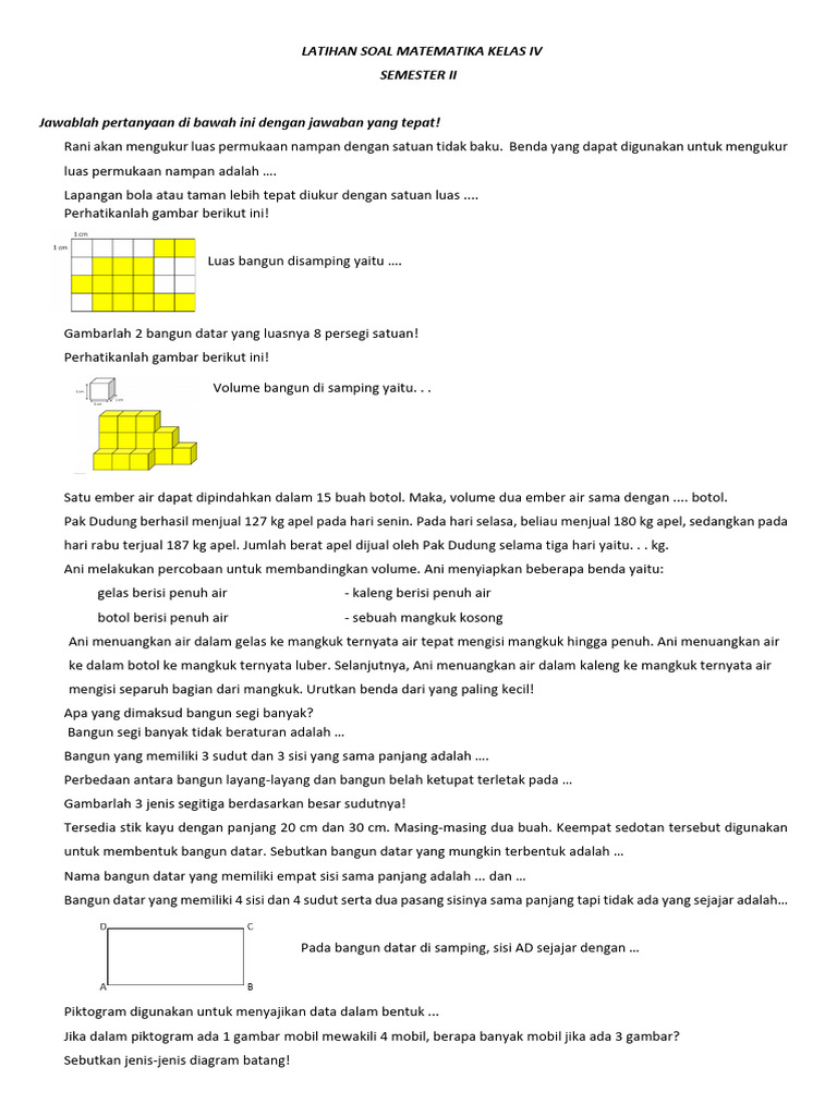 Latihan Soal Matematika Semester 2 Kelas 4_014044 | PDF