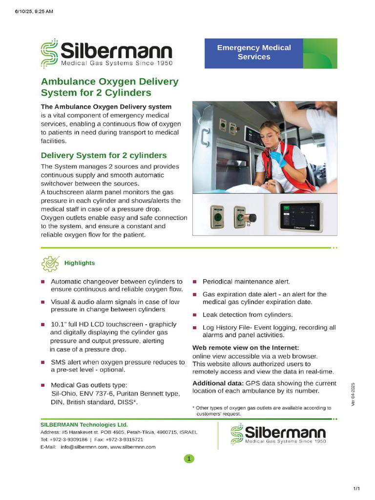 Ambulance Oxygen Delivery System 1 | PDF