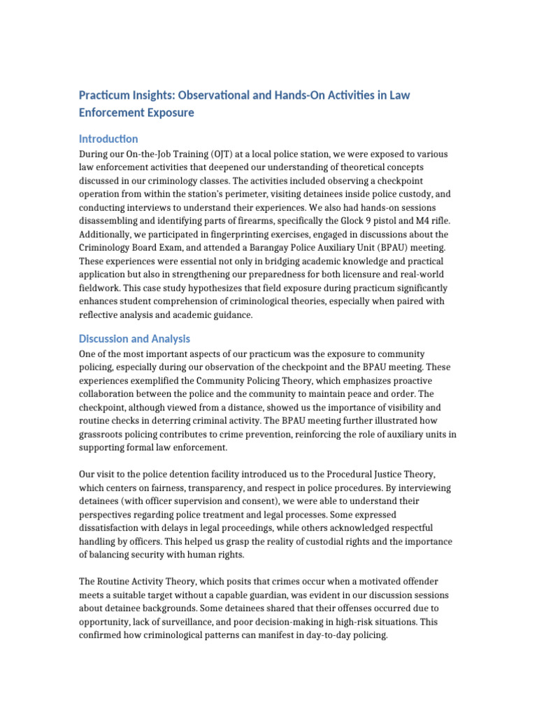 OJT Case Study Essay | PDF | Forensic Science | Criminology