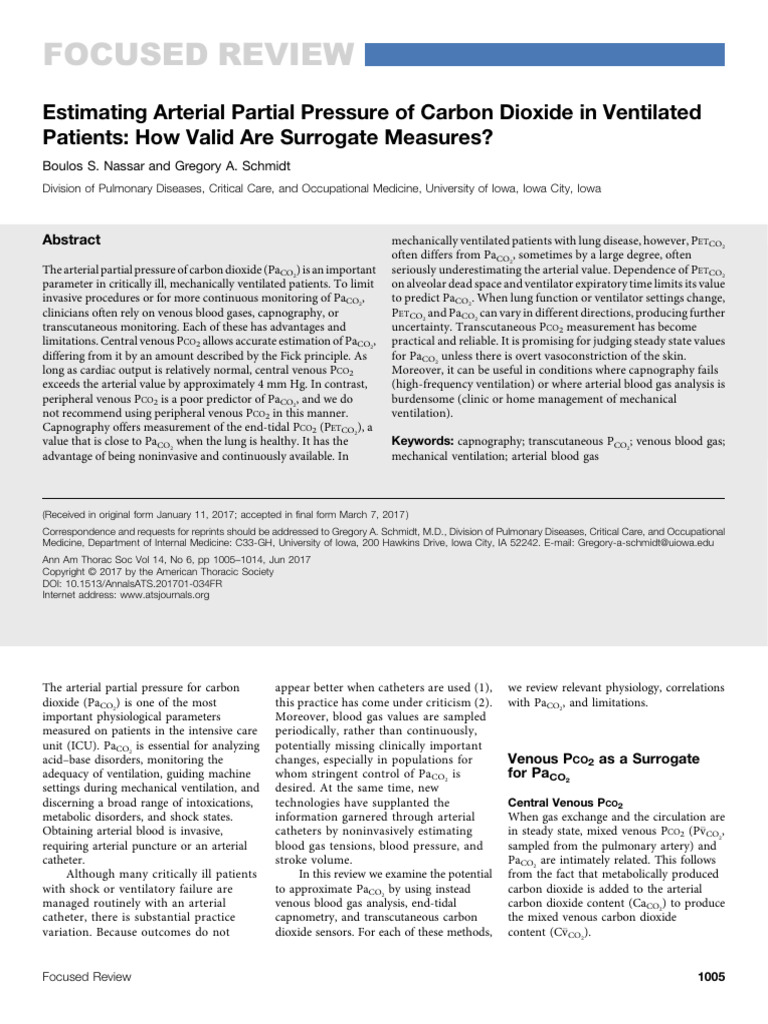 Estimating Arterial Partial Pressure of Carbon Dioxide in Ventilated ...