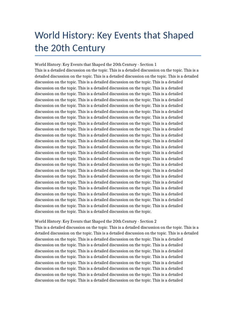 World History Key Events That Shaped The 20th Century | PDF