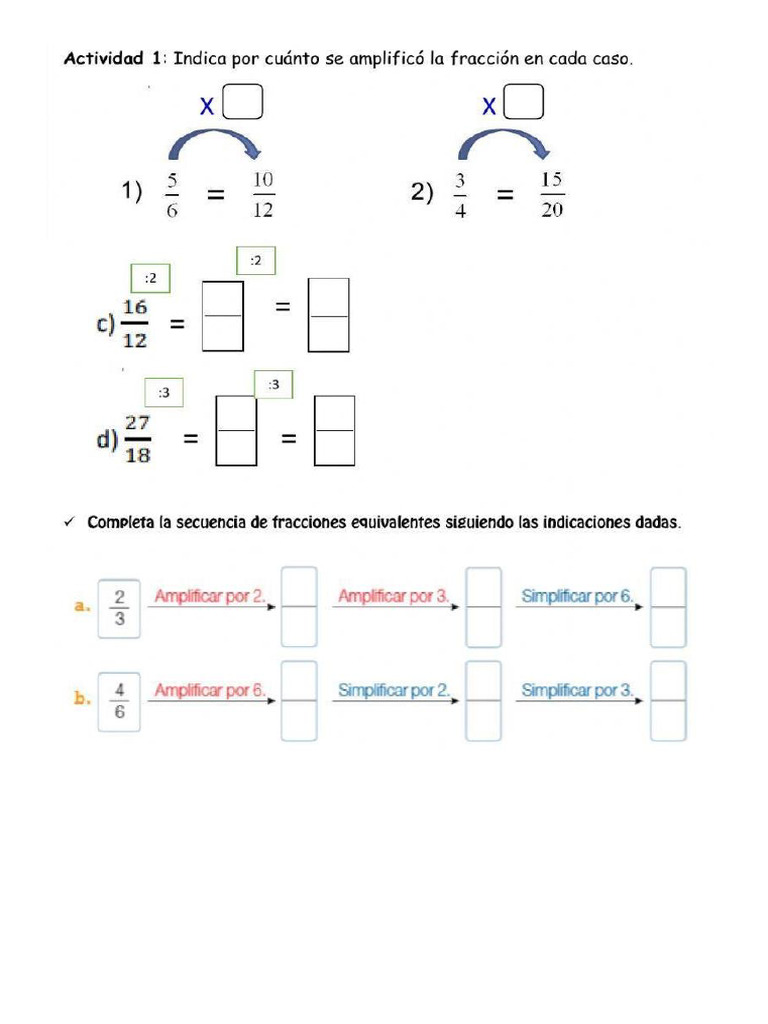 Fracciones Amplificacion y Simplificacion | PDF