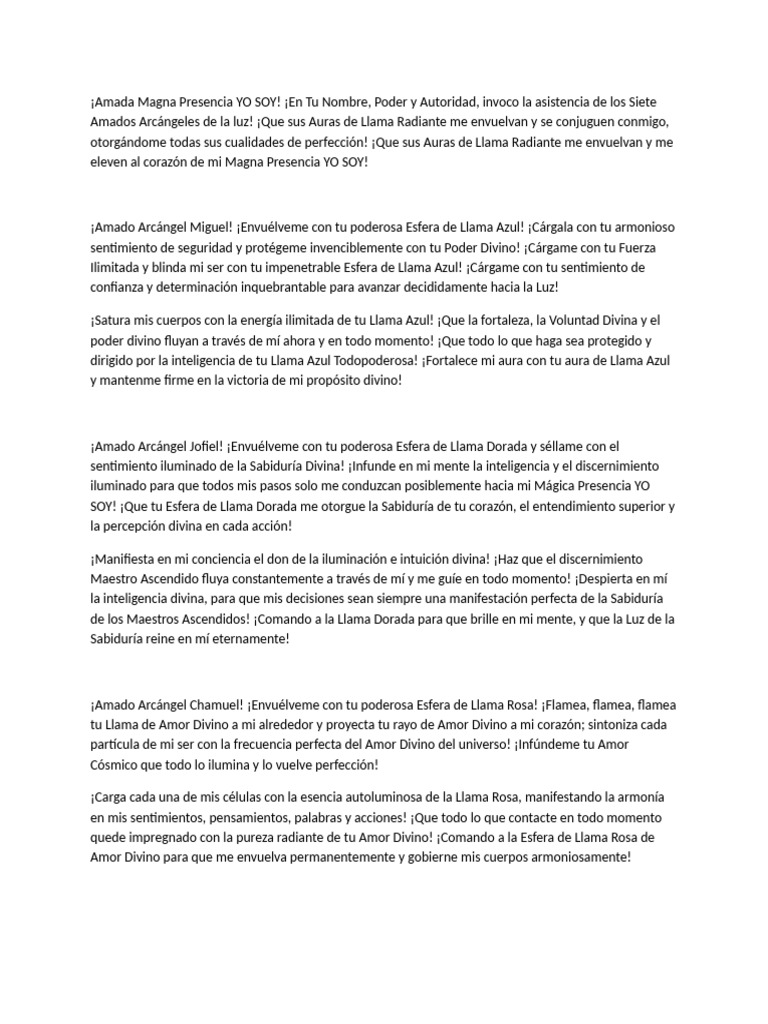 Invocación a los Siete Arcángeles | PDF | Amor