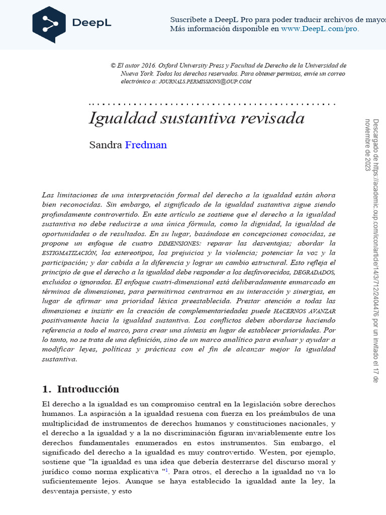 Substantive Equality Revisited - Sandra Fredman Es | PDF ...