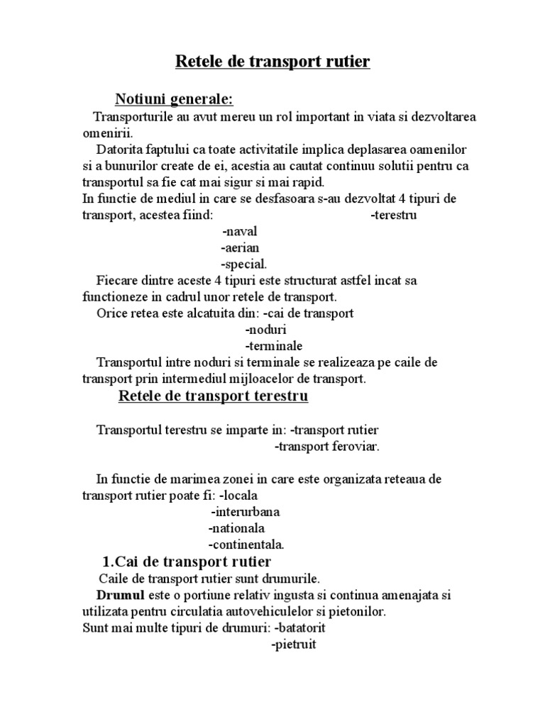 Proiect Tehnologie-Transport Rutier | PDF
