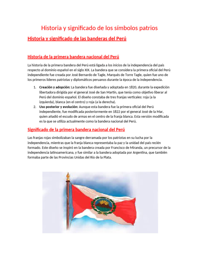 Historia y Significado de Los Símbolos Patrios | PDF | Perú | Bandera