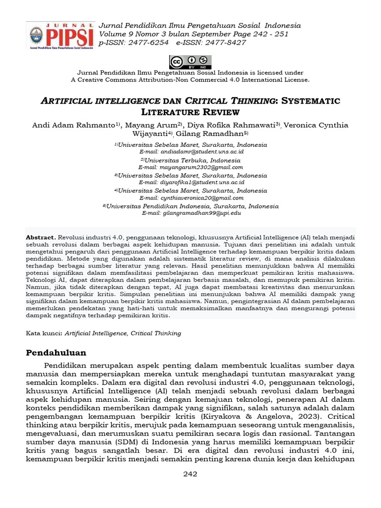2024 Artificial Intelligence Dan Critical Thinking Systematic | PDF