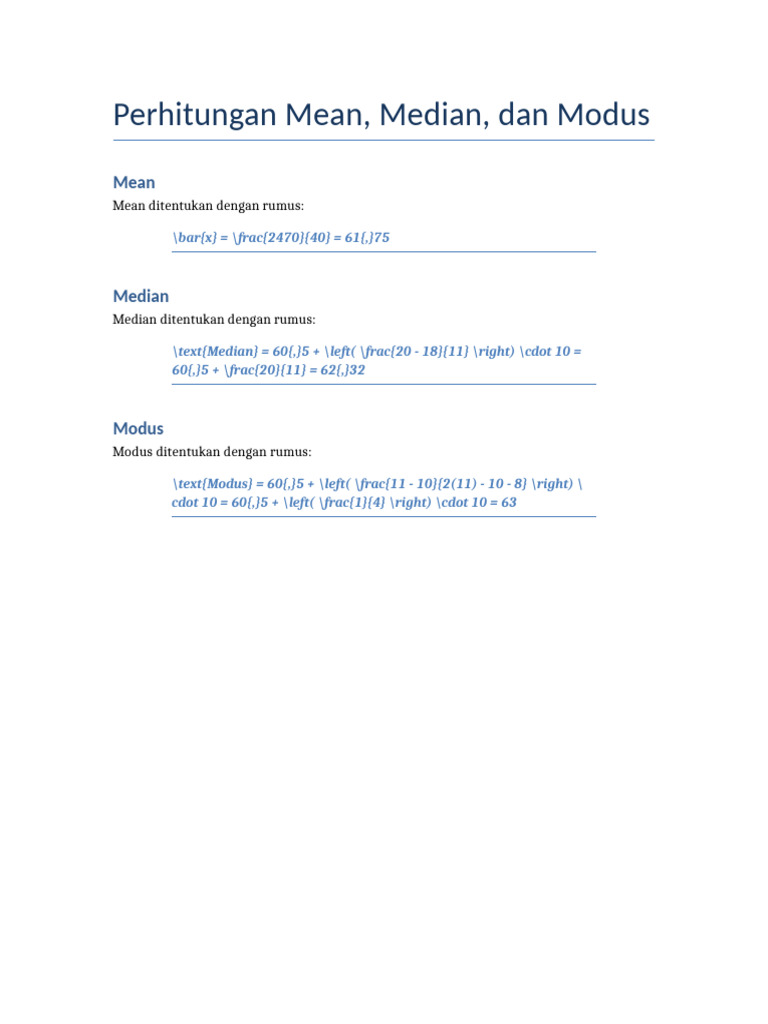 Perhitungan Mean Median Modus | PDF