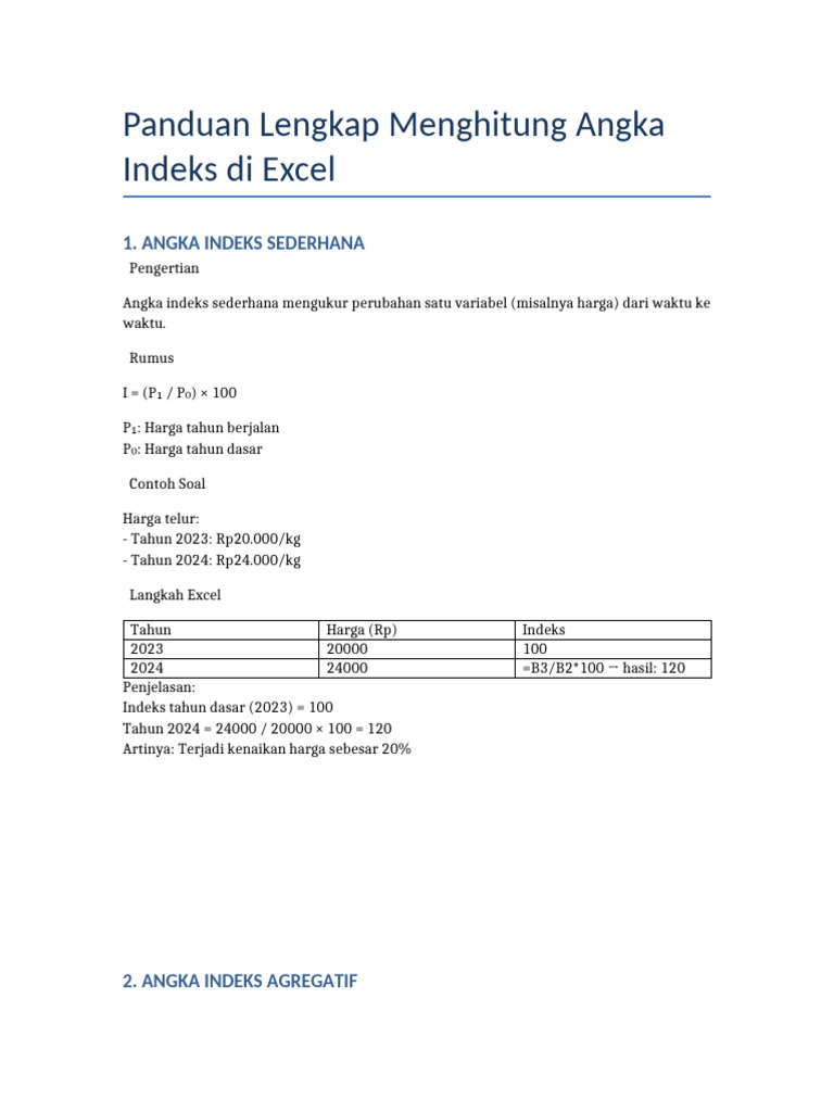 Panduan Hitung Indeks di Excel | PDF