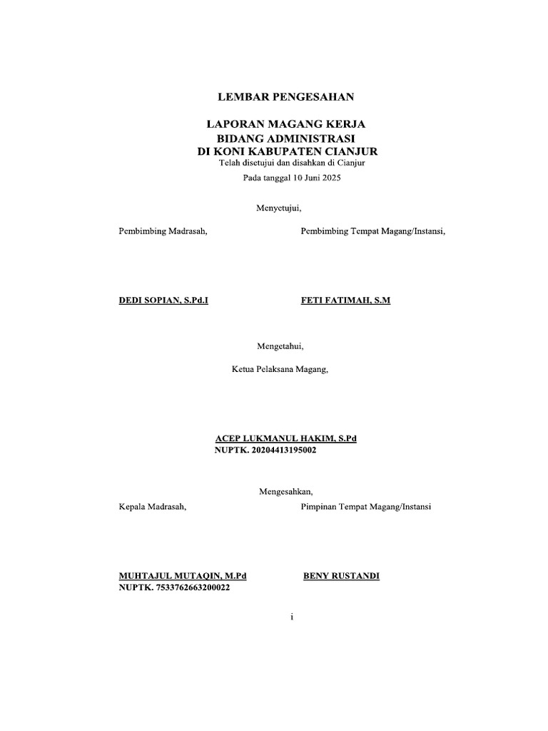 Lembar Pengesahan 1 | PDF