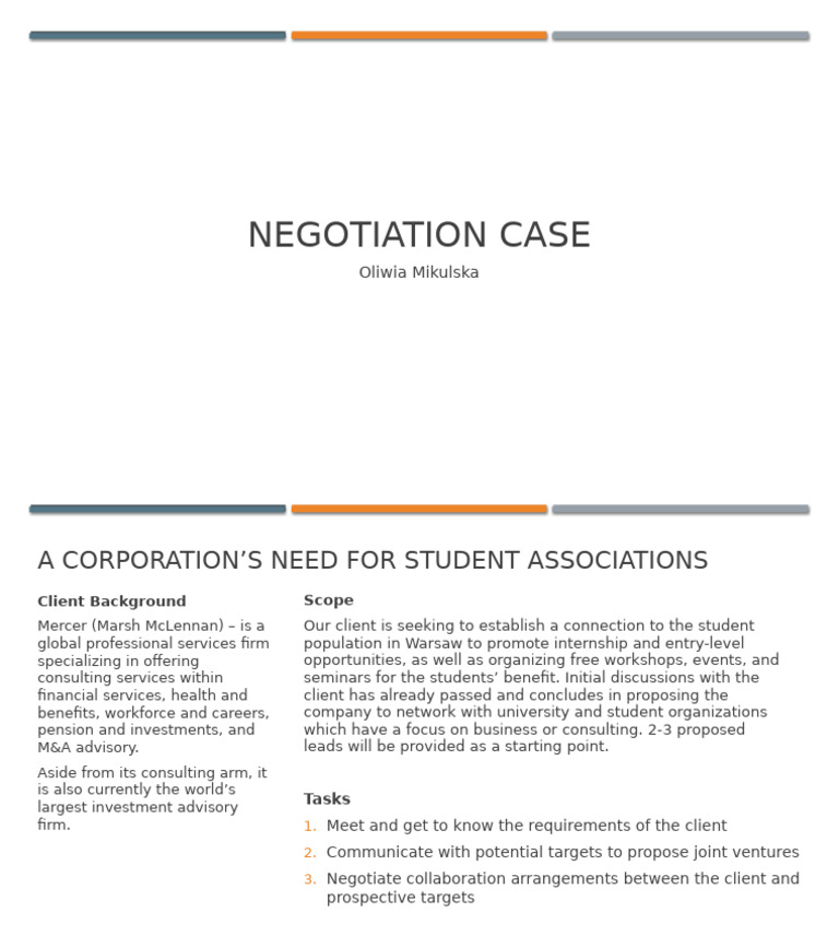Negotiation Case - Oliwia Mikulska | PDF