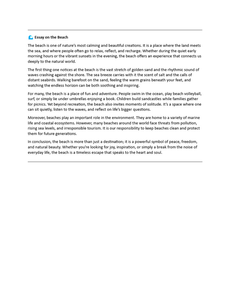 Essay On The Beach | PDF